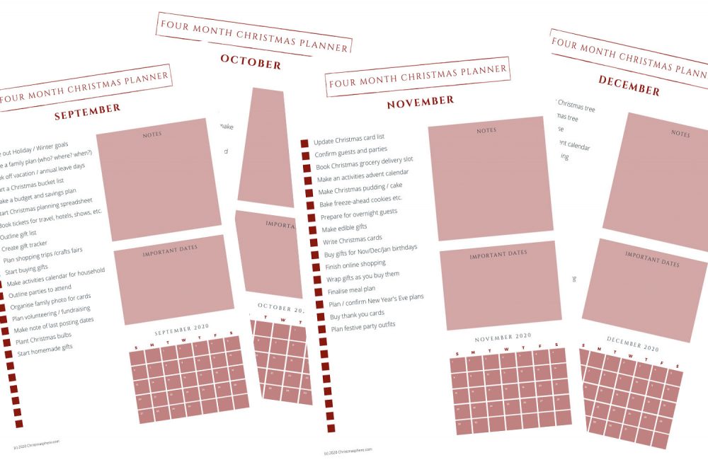 4 Month Christmas Planner | Free printable to help you get organised