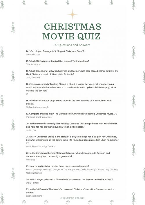 Christmas Movie Quiz | 37 Questions and Answers About Christmas Films